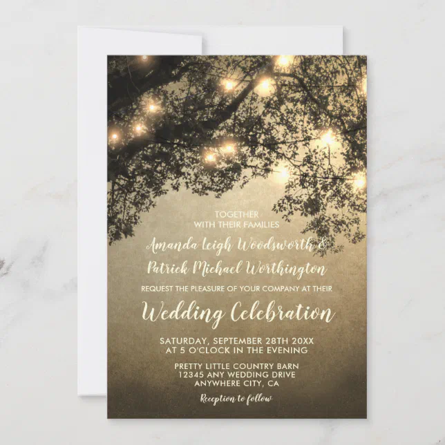 Rustic Vintage Tree Branch Wedding Invitations | Zazzle