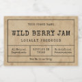 Rustic Vintage Waterproof Homemade Jam Jar Label | Zazzle