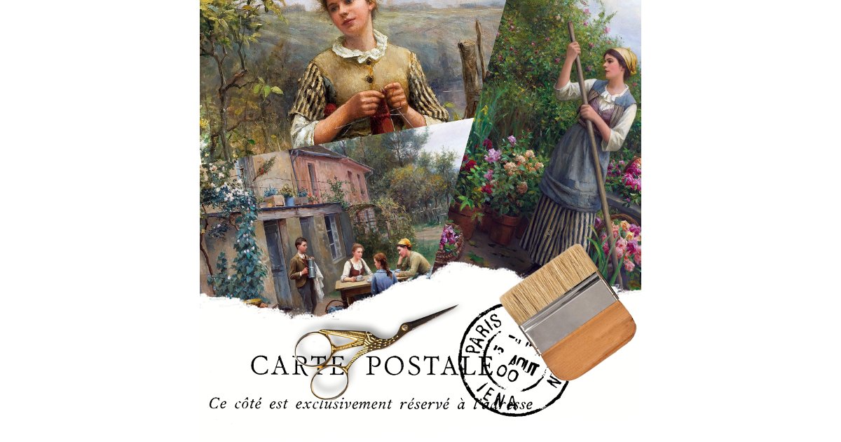 Rustic Vintage Woman French Farmhouse Decoupage Wrapping Paper Sheets ...