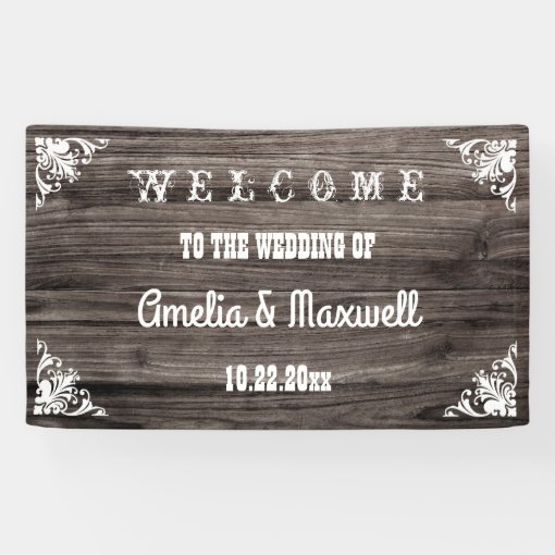 Rustic Vintage Wood Country Wedding Welcome Banner | Zazzle