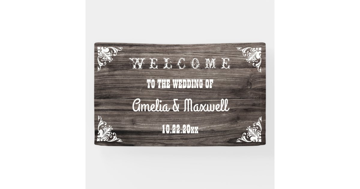 Rustic Vintage Wood Country Wedding Welcome Banner | Zazzle