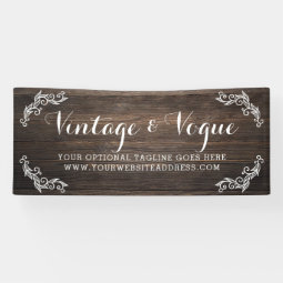 Rustic Vintage Wood Elegant Country Farm Boutique Banner | Zazzle
