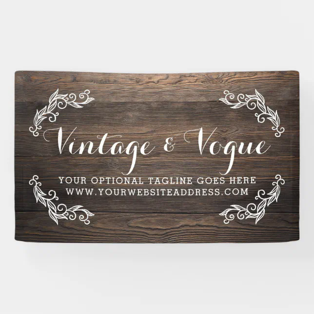 Rustic Vintage Wood Elegant Country Farm Boutique Banner | Zazzle