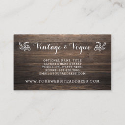 Rustic Vintage Wood Elegant Country Farm Boutique Business Card | Zazzle