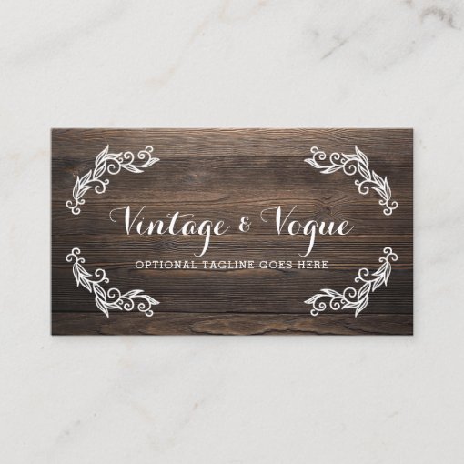 Rustic Vintage Wood Elegant Country Farm Boutique Business Card | Zazzle