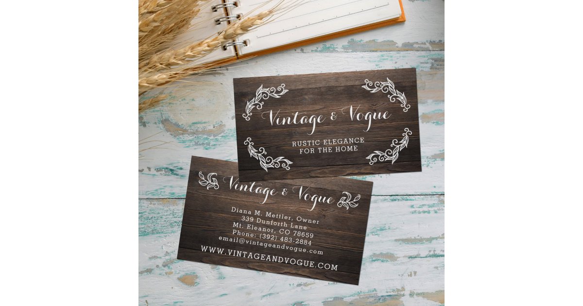 Rustic Vintage Wood Elegant Country Farm Boutique Business Card | Zazzle