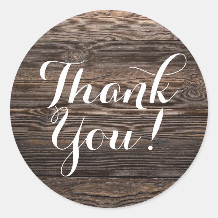 Rustic Vintage Wood Elegant Country Farm Thank You Classic Round ...