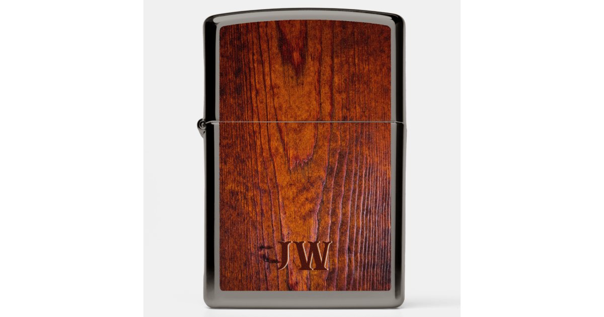 Rustic Vintage Wood Grain Monogram Zippo Lighter | Zazzle