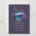 Rustic Violet and Turquoise Floral Wedding Photo Save The Date | Zazzle