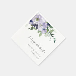 Rustic Violet Purple Navy Floral Leafy Wedding Napkins | Zazzle