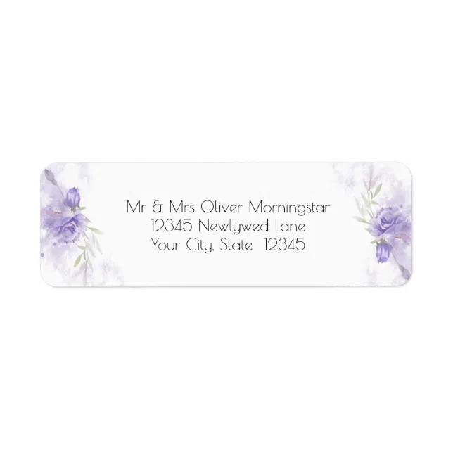Rustic Violet Purple Rose Floral Label | Zazzle