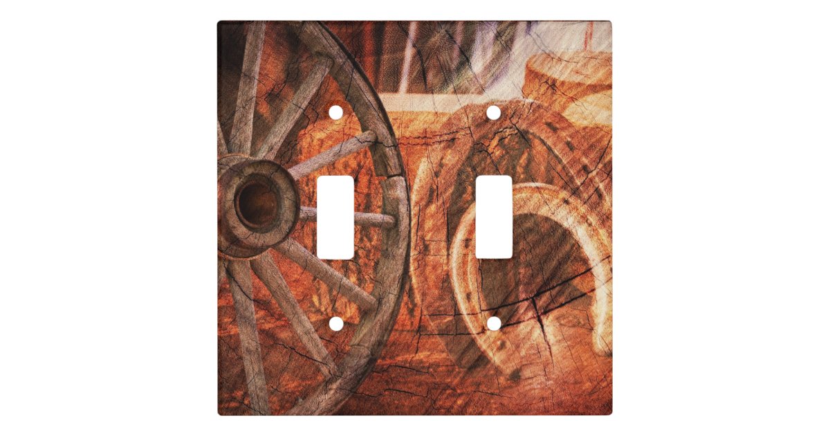 Rustic Wagon Wheel Horseshoes Western Style Light Switch Cover | Zazzle