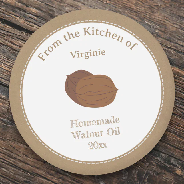 Rustic Walnut Oil Label Sticker | Zazzle