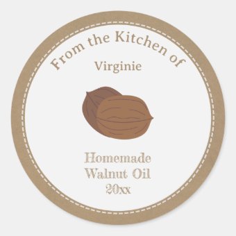 Rustic Walnut Oil Label Sticker | Zazzle