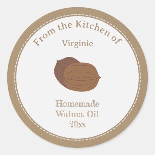 Rustic Walnut Oil Label Sticker | Zazzle