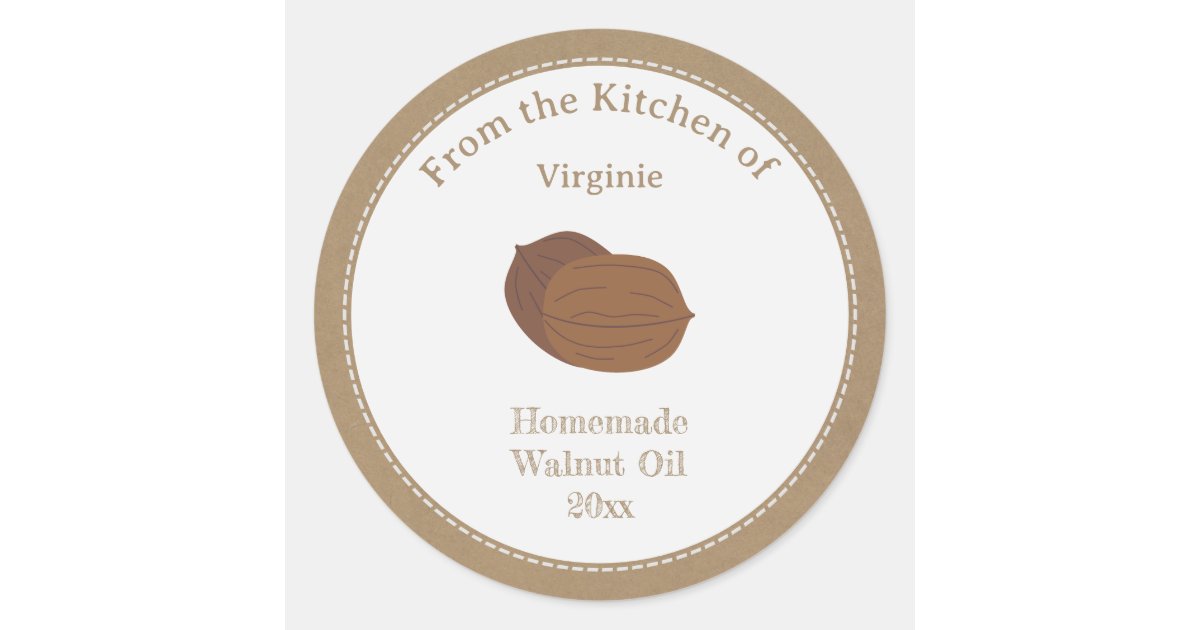 Rustic Walnut Oil Label Sticker | Zazzle
