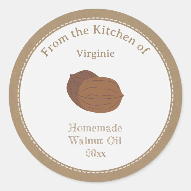 Rustic Walnut Oil Label Sticker | Zazzle