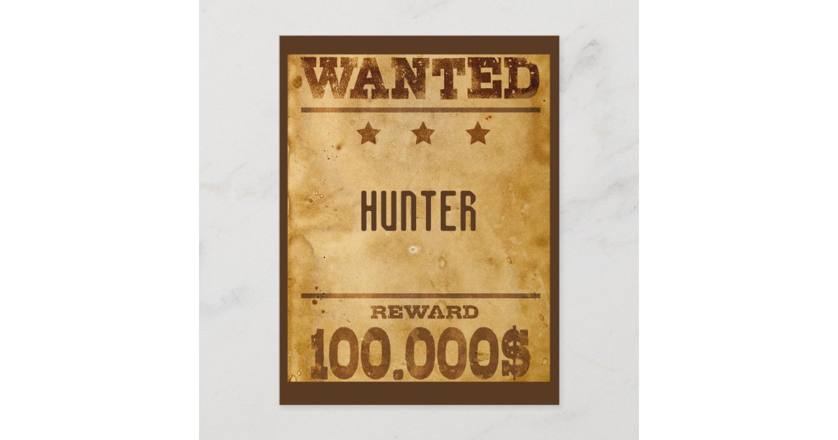 Rustic Wanted $100000 Personalized Postcard | Zazzle