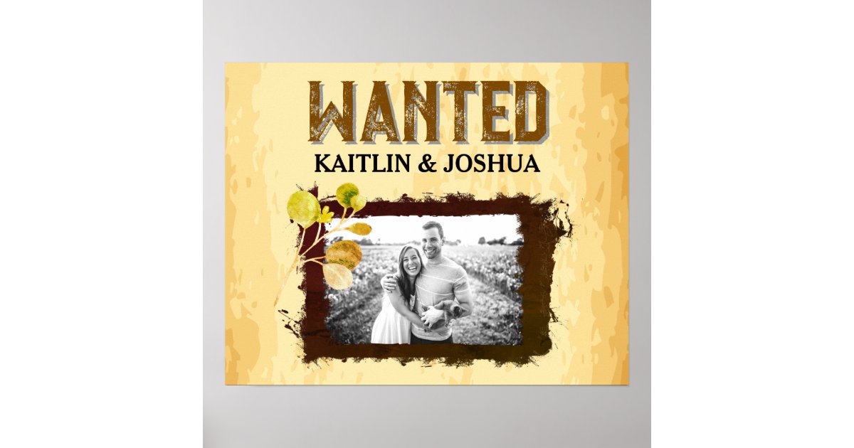 Rustic WANTED Photo 鸞 Western Wedding Poster | Zazzle