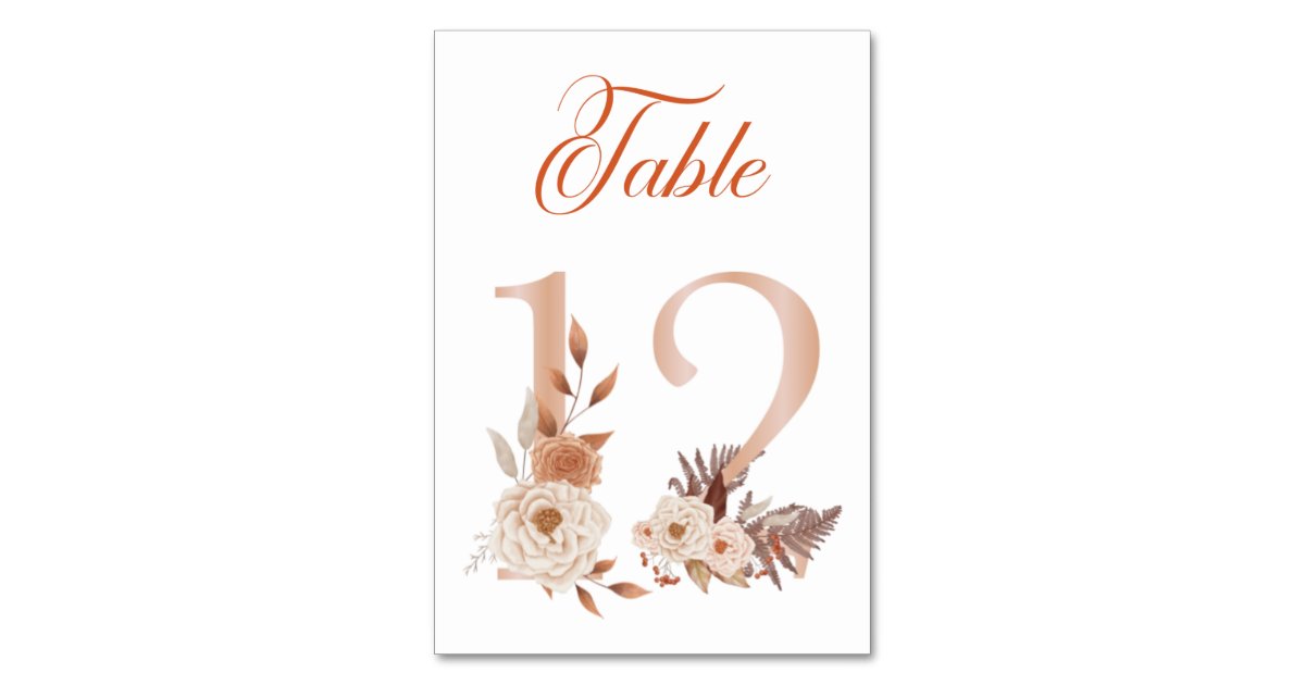 Rustic Watercolor Autumn Wedding Table Number 12 | Zazzle