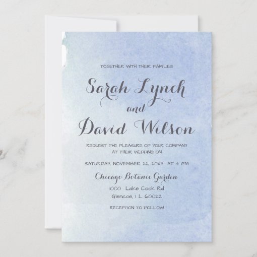 Rustic Watercolor Blue Wedding Invitation | Zazzle