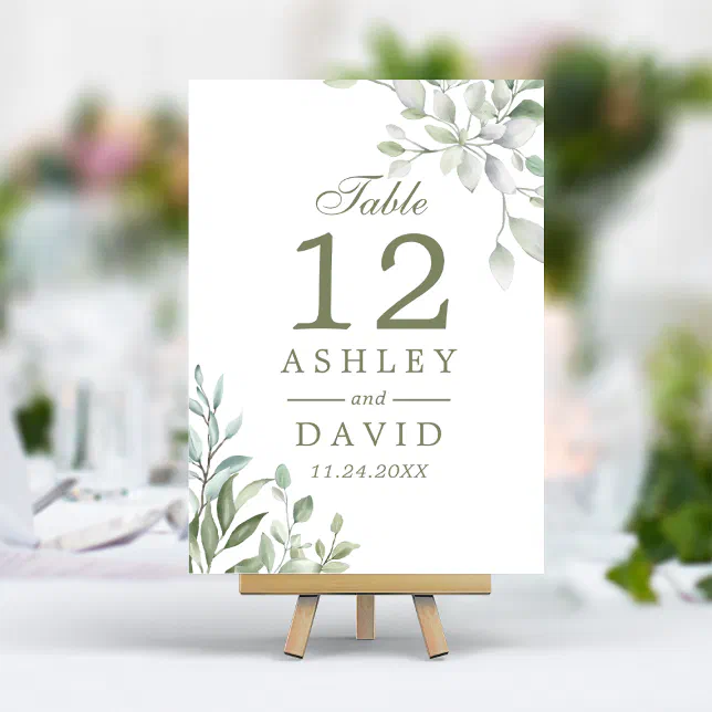 Rustic Watercolor Botanical Floral Table Number | Zazzle