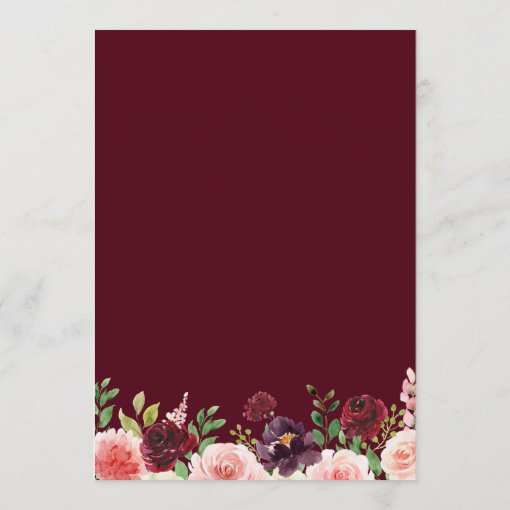 Rustic Watercolor Burgundy Wedding Timeline Program | Zazzle