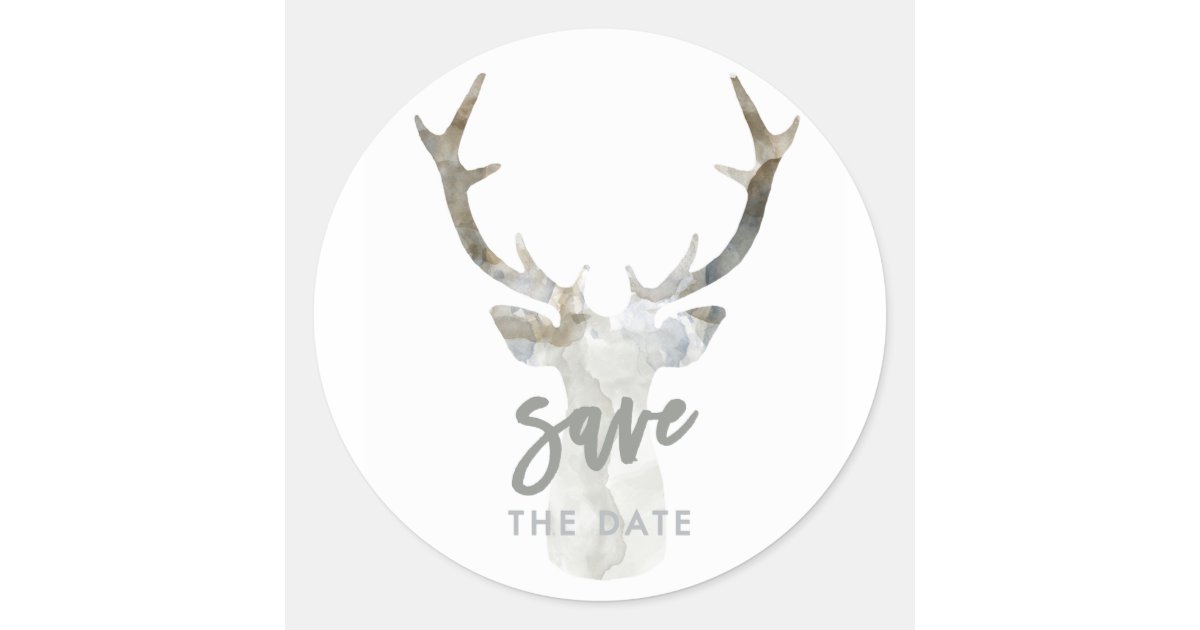 RUSTIC WATERCOLOR DEER | SAVE THE DATE STICKER | Zazzle
