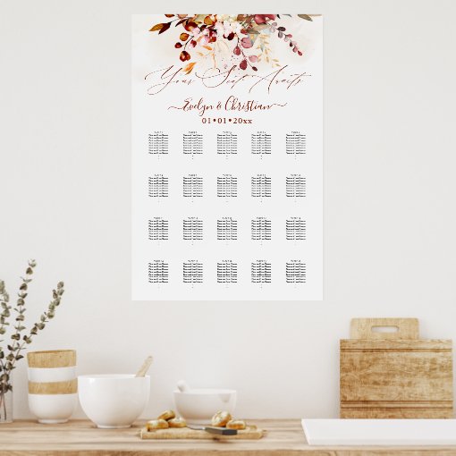 Rustic Watercolor Fall Eucalyptus Poster | Zazzle