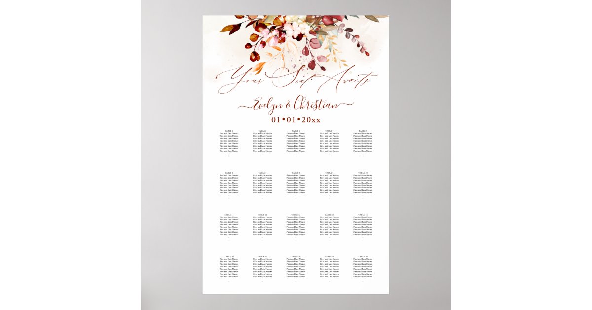 Rustic Watercolor Fall Eucalyptus Poster | Zazzle