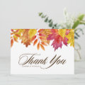 Rustic Watercolor Falling Leaves Fall Wedding Thank You Card | Zazzle