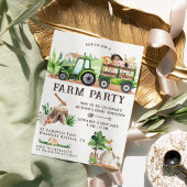 Rustic Watercolor Farm Animals Kids Birthday Invitation | Zazzle