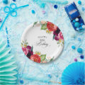 Rustic Watercolor Floral 80th Birthday Party Paper Plates | Zazzle
