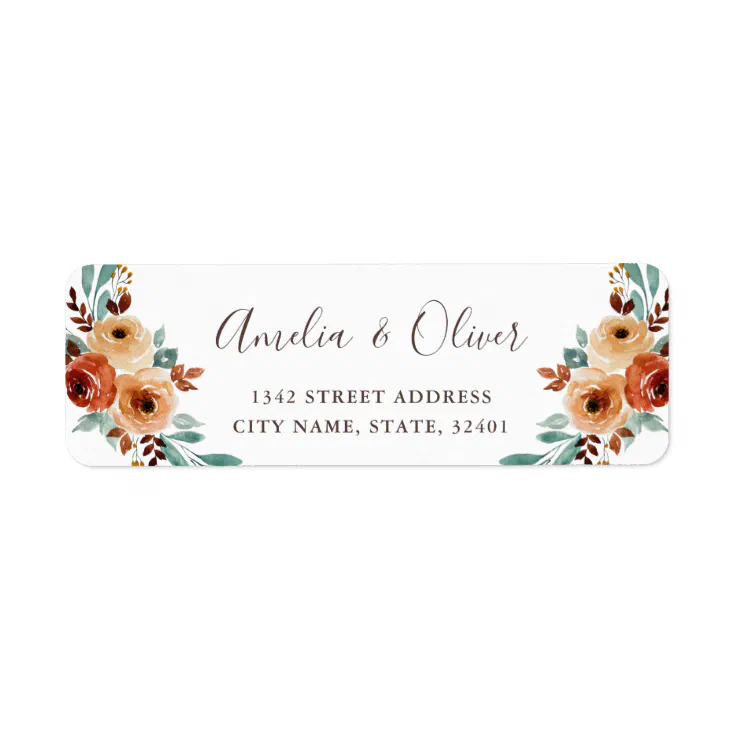Rustic Watercolor Floral Wedding Return Address Label | Zazzle