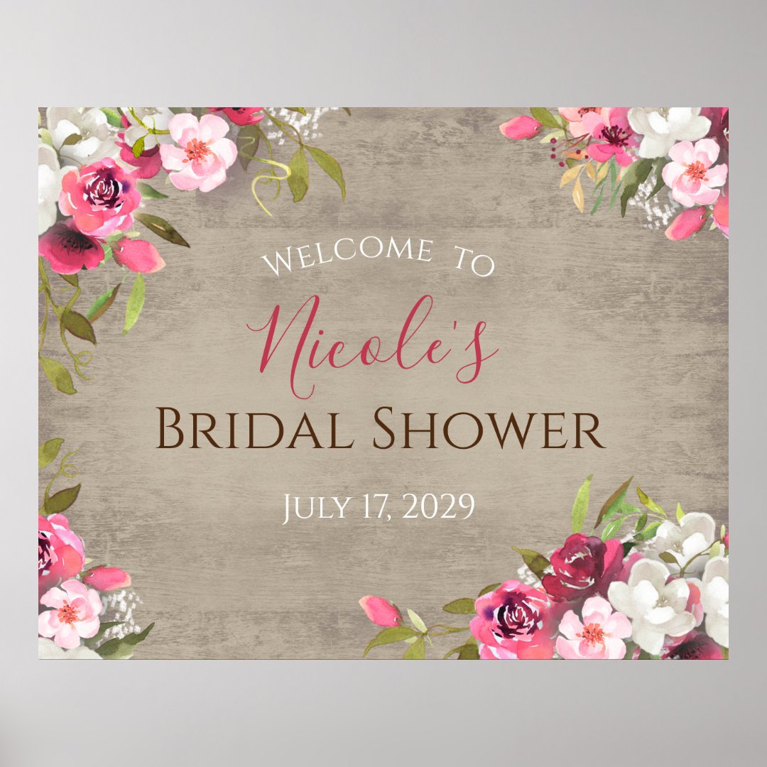 Rustic Watercolor Floral Welcome Sign | Zazzle