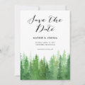 Rustic Watercolor Forest Evergreen QR code Save The Date | Zazzle
