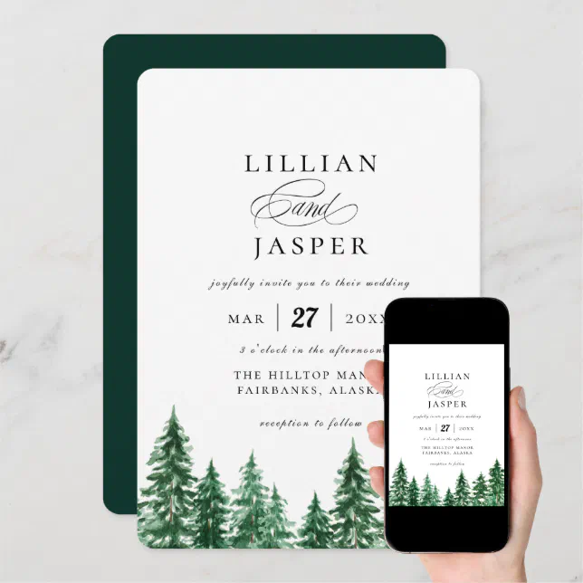 Rustic Watercolor Forest Wedding Invitation | Zazzle