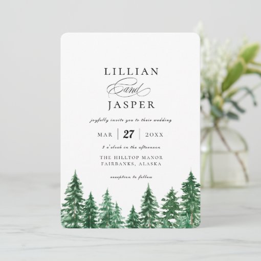 Rustic Watercolor Forest Wedding Invitation | Zazzle