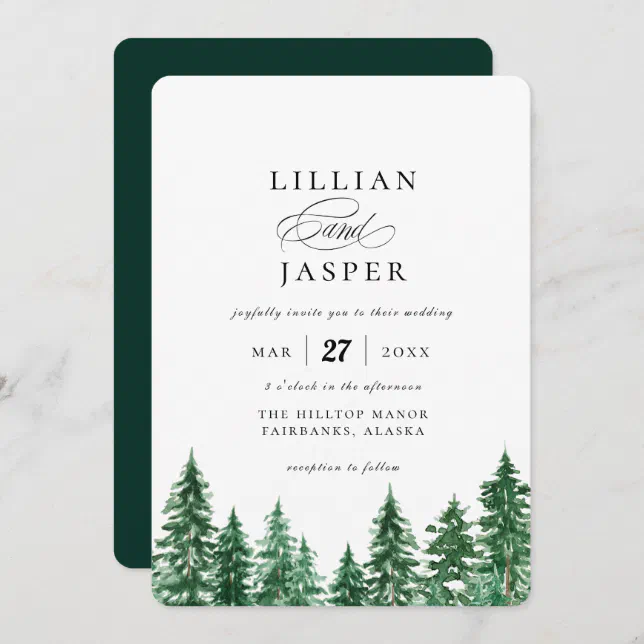 Rustic Watercolor Forest Wedding Invitation | Zazzle