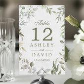 Rustic Watercolor Greenery Floral Table Number | Zazzle