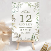 Rustic Watercolor Greenery Floral Table Number | Zazzle