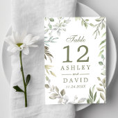 Rustic Watercolor Greenery Floral Table Number | Zazzle