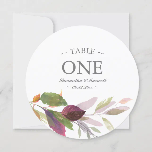 Rustic Watercolor Greenery Table Number | Zazzle