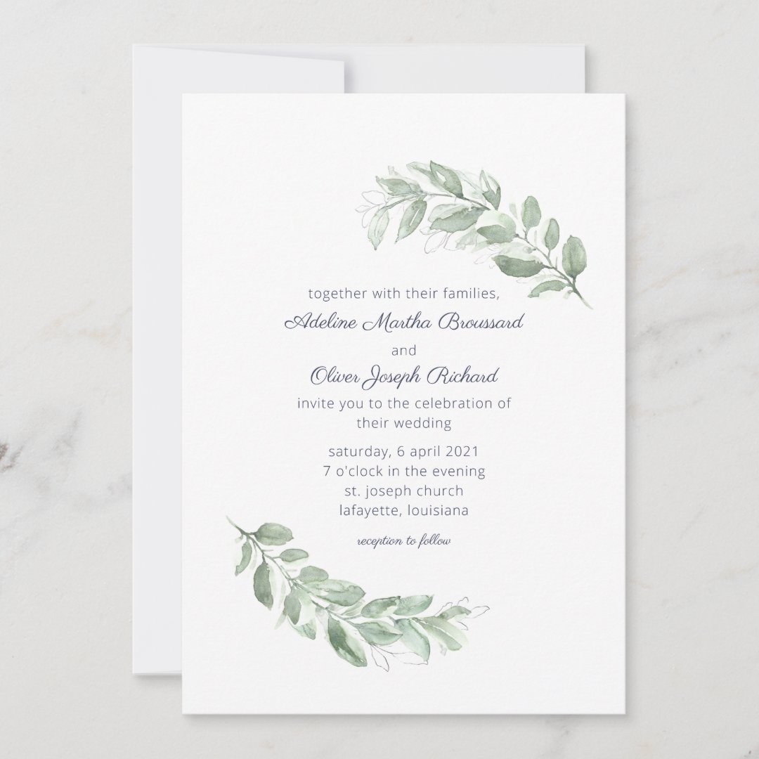 Rustic Watercolor Greenery Wedding Invitations | Zazzle
