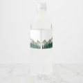 Rustic Watercolor Mountains & Pine Trees Wedding Water Bottle Label ...