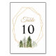 Rustic Watercolor Mountains Pine Winter Wedding Table Number | Zazzle