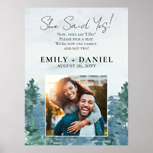 Rustic Watercolor Mountains Wedding Day Poster | Zazzle