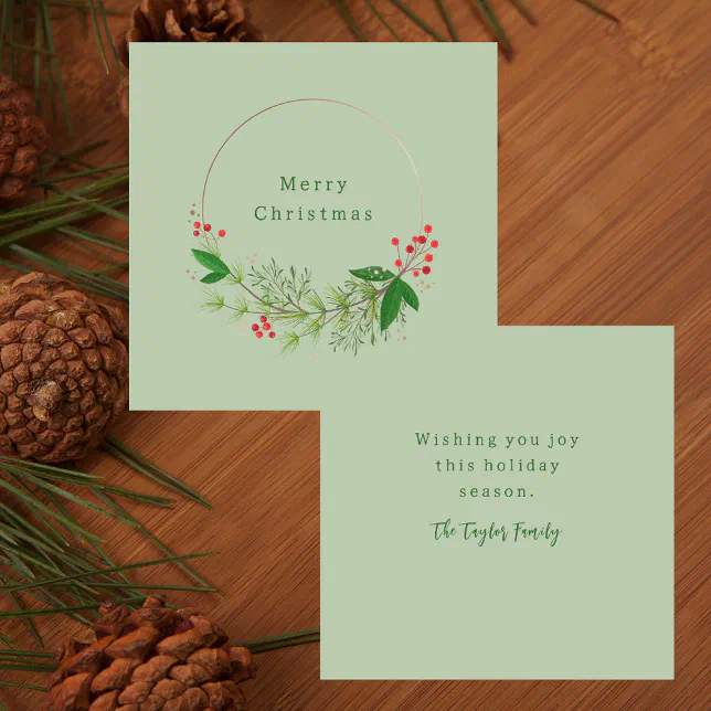 Rustic Watercolor Nordic Christmas Greenery Wreath Note Card | Zazzle