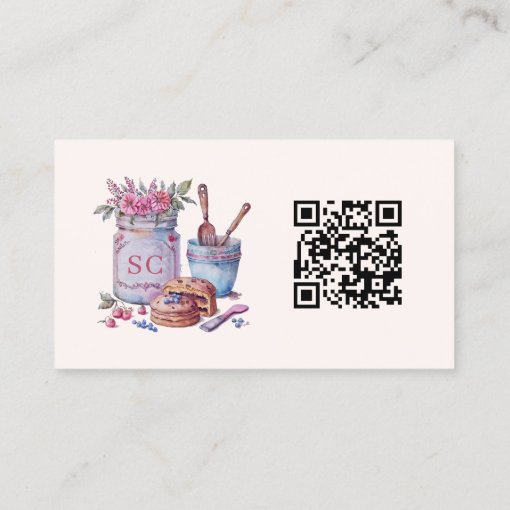 Rustic Watercolor QR Code Bakery Business Card | Zazzle