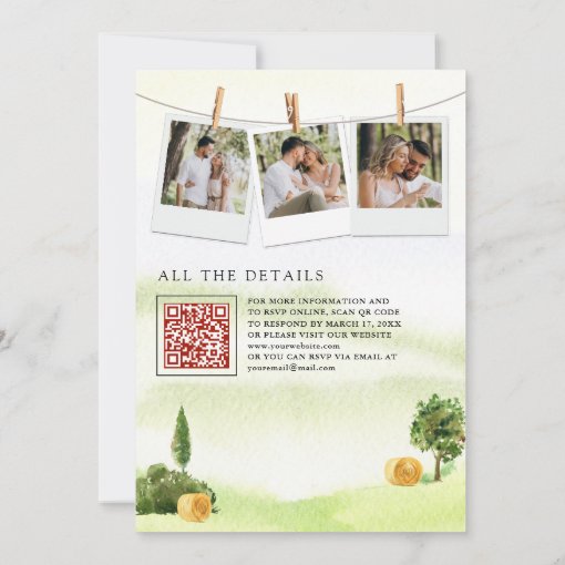 Rustic Watercolor Red Barn Rural Farm Wedding Invitation | Zazzle